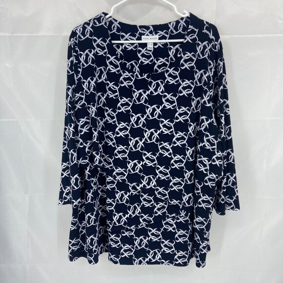 Susan Graver | Tops | Susan Graver Women 3x Nautical Rope Blouse Navy ...